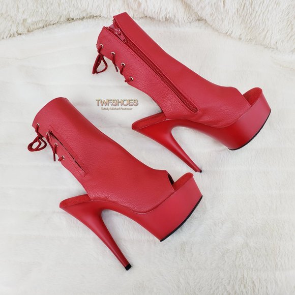 Pleaser | Shoes | Red Platform Ankle Boots | Poshmark